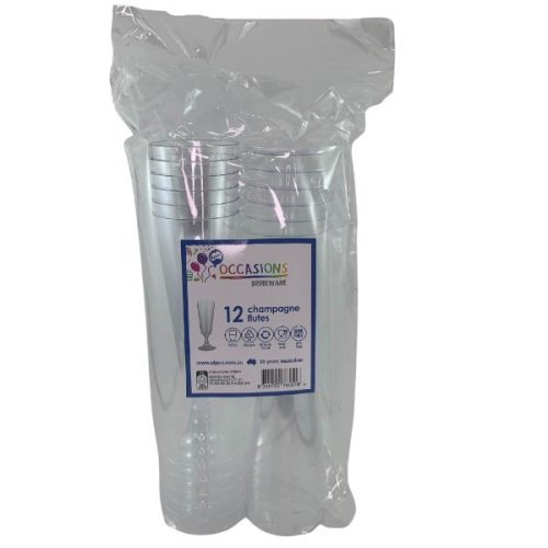Clear Plastic Champagne Flute 145ml Pack 12